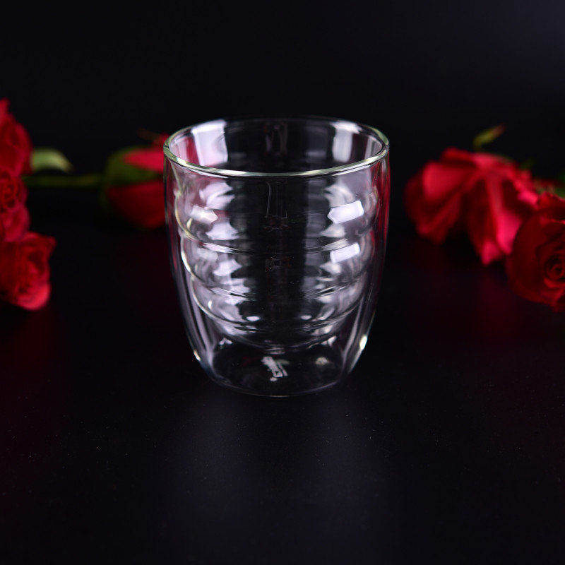 Unique Design Heat Resistant Borosilicate Glass Coffee Cup , Double Wall Drinking Glasses