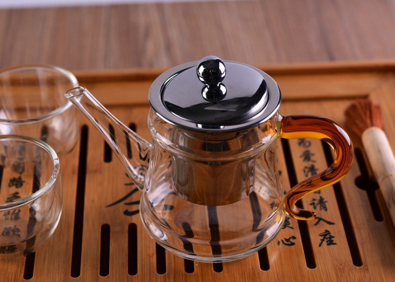 Pyrex Microwave Heating Glass Tableware Teapots with Stainless Steel Infuser & Lid