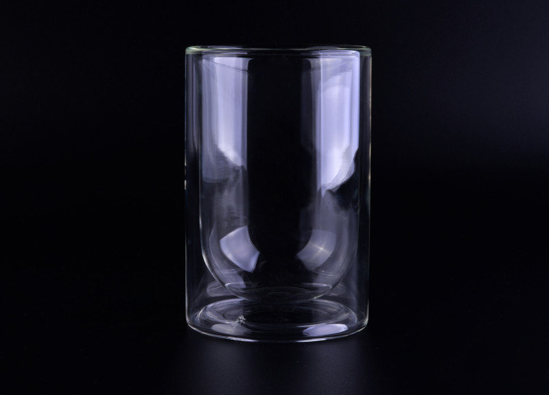 Hand Made Heat Resistant Double Wall Borosilicate Glass Cylinder Round Shape