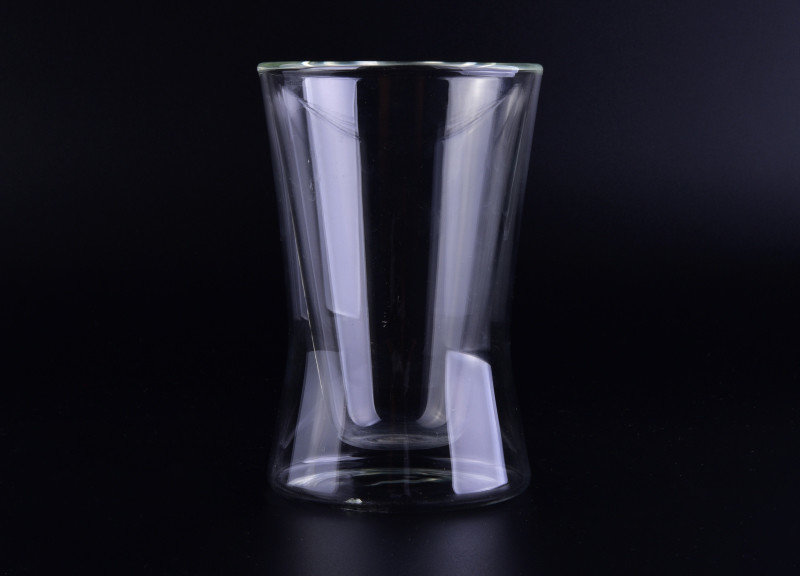 Decorative 230ml Clear Glass Coffee Mugs Double Wall With Unique Bottom Shape