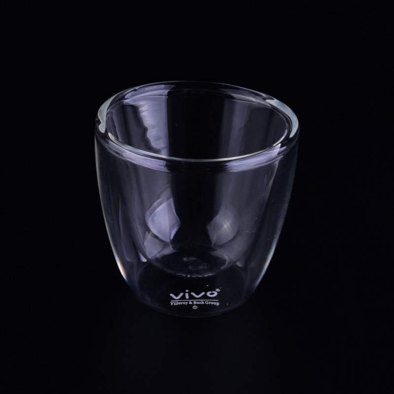 Novelty Double Wall Borosilicate Glass Cup FDA / ISO9001 , Frosted Logo