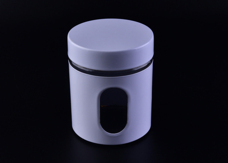 650ML Glass Tableware Storage Glass Jars with White Painted Colored Metal Lids