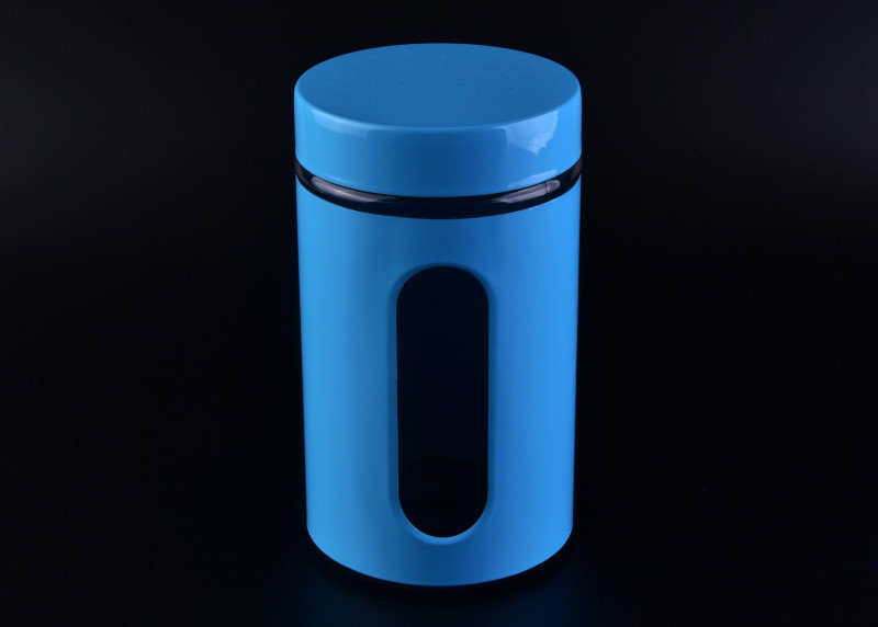 Machine Made stocked recycled glass storage jars with Lid , FDA / CE / EU / EEC