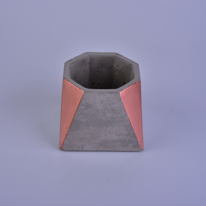 Soy wax candle jar copper painting polygon ceramic concrete candle jar
