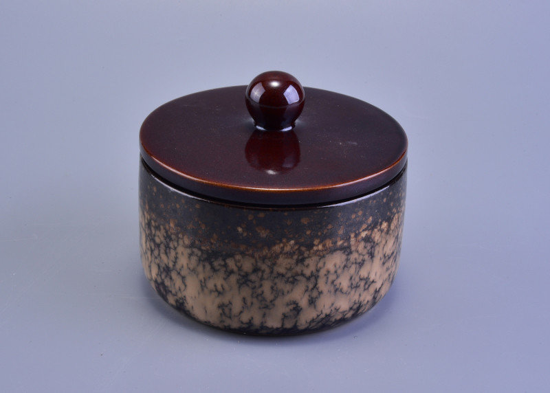 500Ml Scented Candles Ceramic Votive Holders , Ceramic Candle Jars With Lid