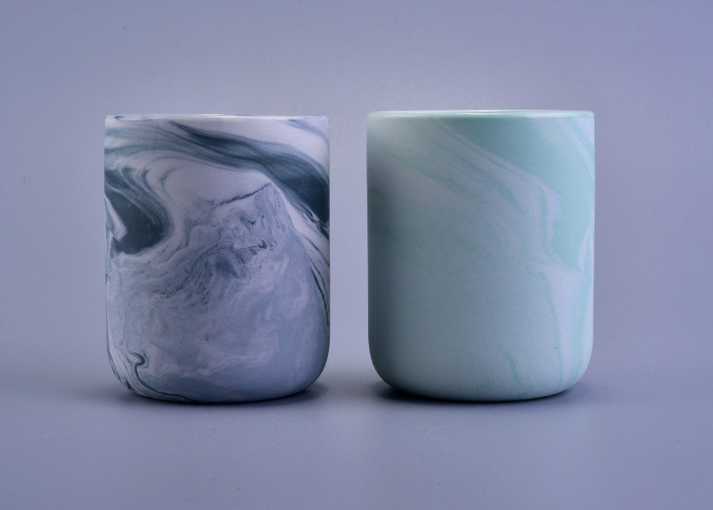 Christmas Ceramic Candle Holder , Tealight Candle Holders Colorful Marbel Effect
