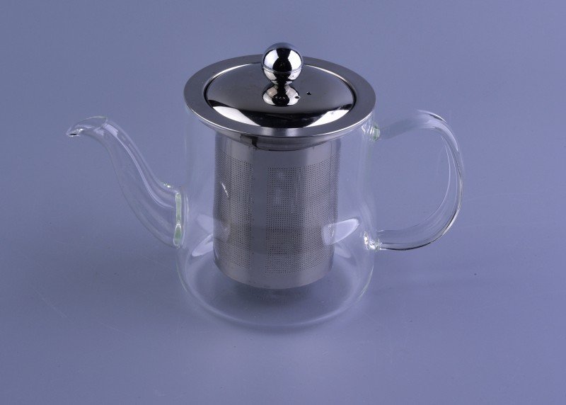 430Ml Borosilicate Glass Teapot With Stainless Steel Strainer And Lid