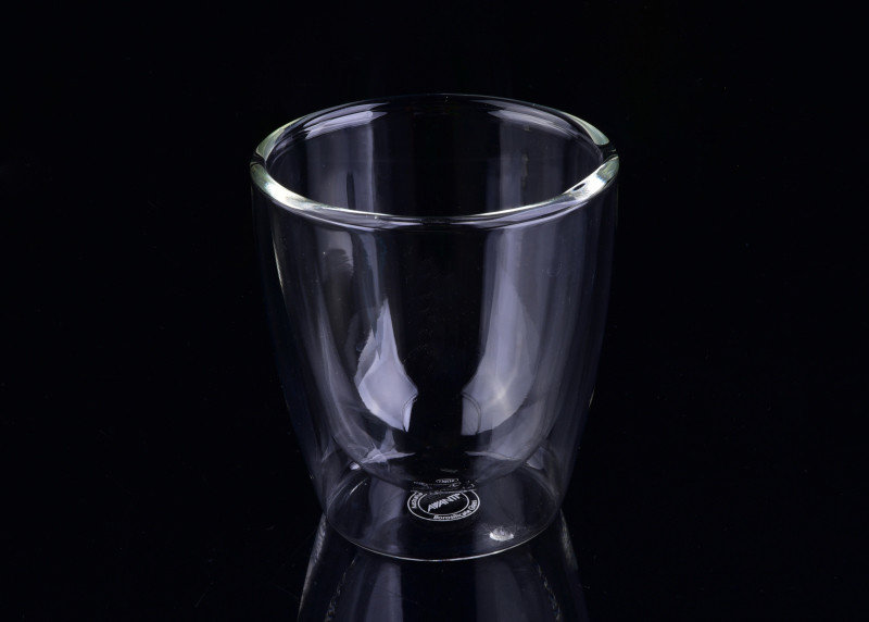 Custom Frosted Logo Double Wall Borosilicate Glass Coffee Cup For Gift