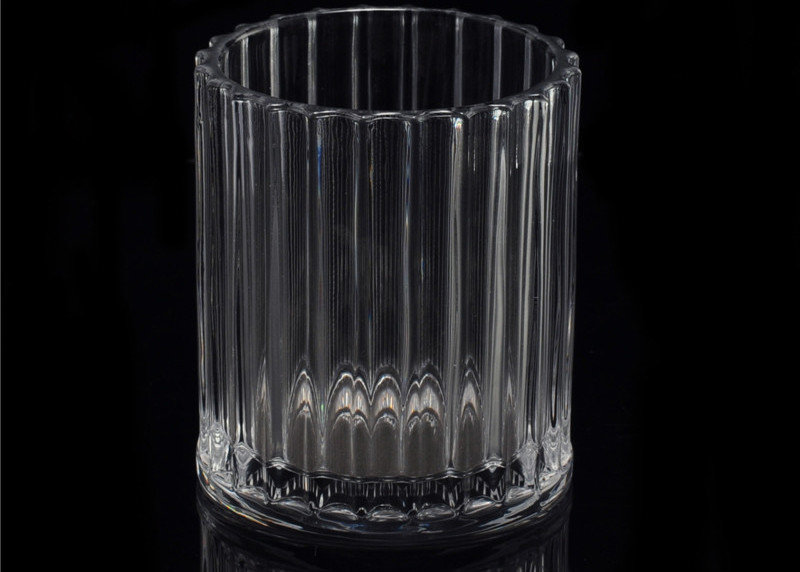 Crystal Straight Clear Round Glass Tea Light Holders For Decoration , Popular