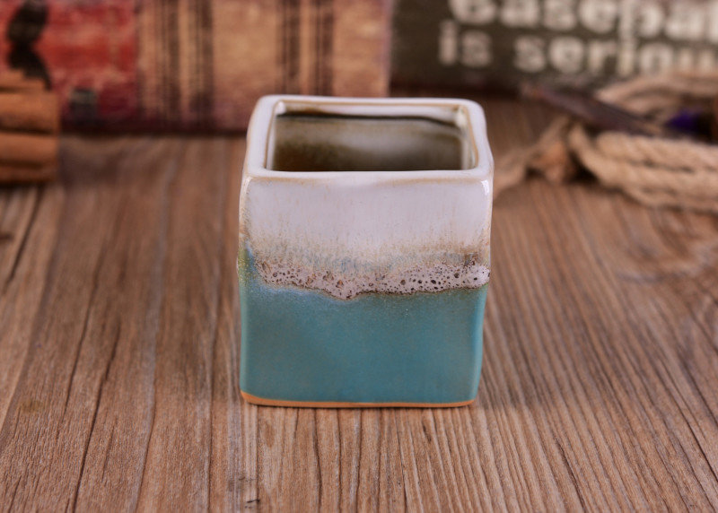 8oz Square Transmutation Glazed Candle Holder Ceramic Different Colors Or Pattern