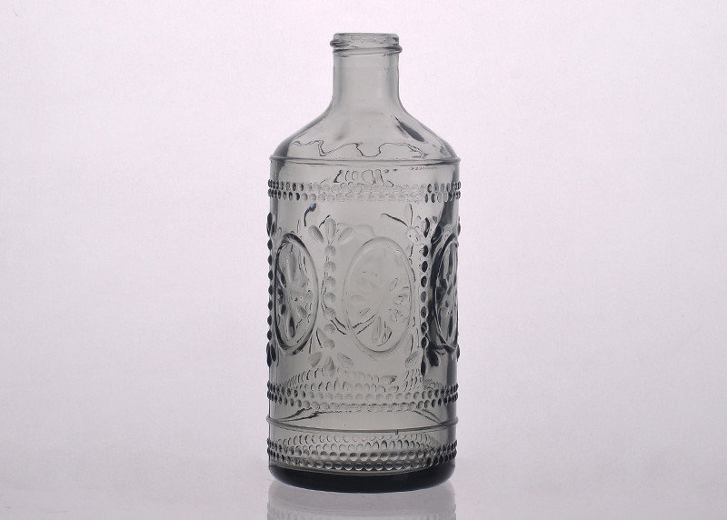 Fragrance Scented Essential Oil Glass Perfume Bottles With Pattern , Grey
