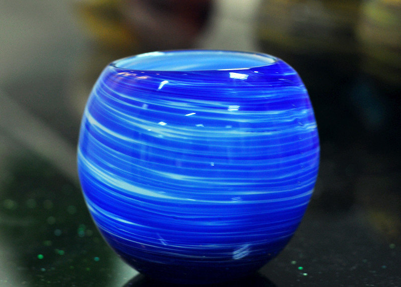 Luxury Hand Made Coating Candle Holders Glass For Decoration , Round Ball Shape