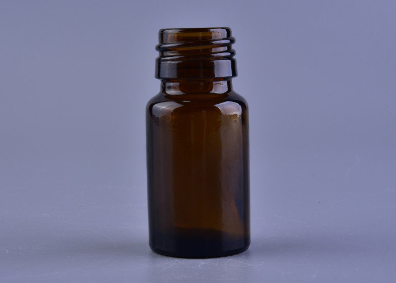Amber Small Glass 16ml Essential Oil Empty Makeup Containers With European Dropper Cap