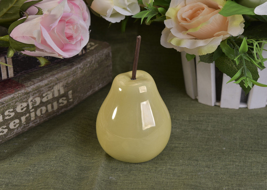 Pearl Glazed Ceramic Pear Dining Kitchen Room Table Centerpiece Fruit Decoration