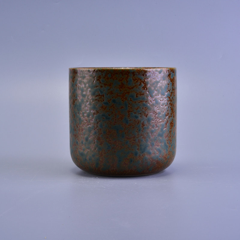 Round Glazing Handmade Ceramic Candle Holders / Containers With Different Colors