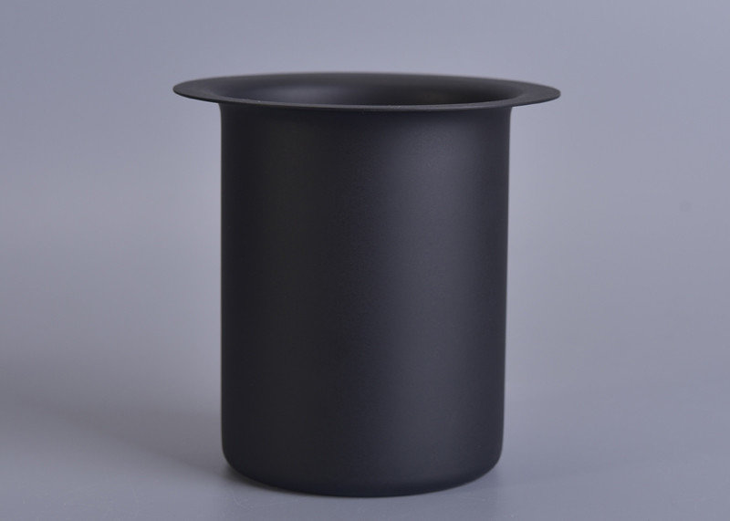 Black Machine Pressed Metal Candle Holders For Wedding , 400ml Capacity
