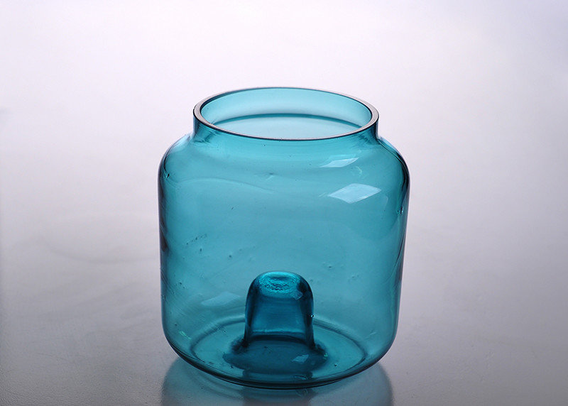 Popular Decorative Color Sprayed Glass Candle Container , Glass Tea Light Holders