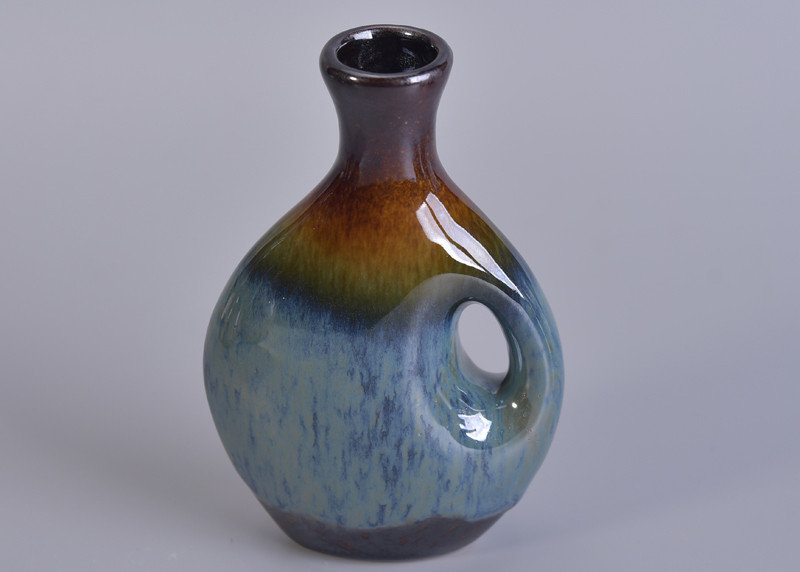 Beautiful Colored Reed Ceramic Diffuser Bottle With Handle , Environment Friendly