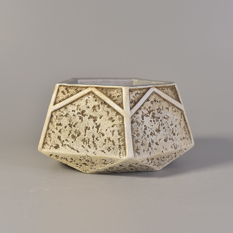 Pentagon Concrete Candle Jars , Container / Cement Candle Holder With Star Shape