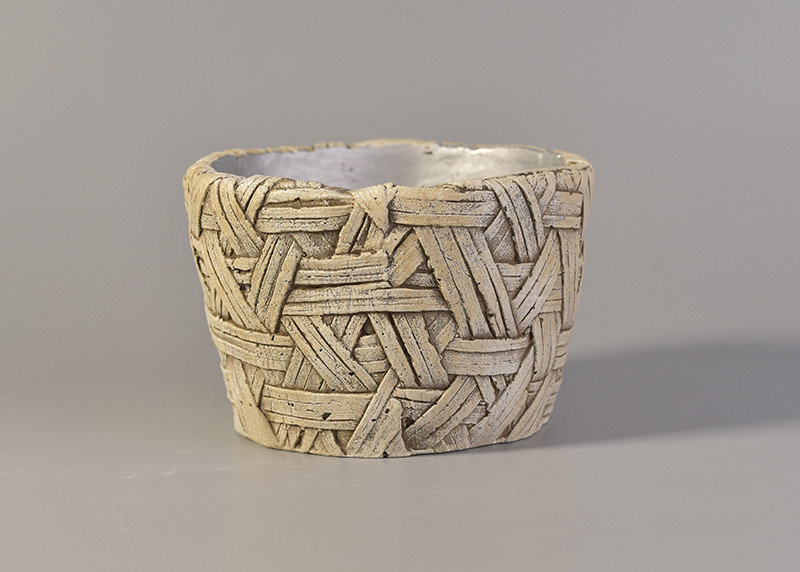404ML Cement Candle Holders Archaistic Retro Bamboo Weaving Textured for Wax