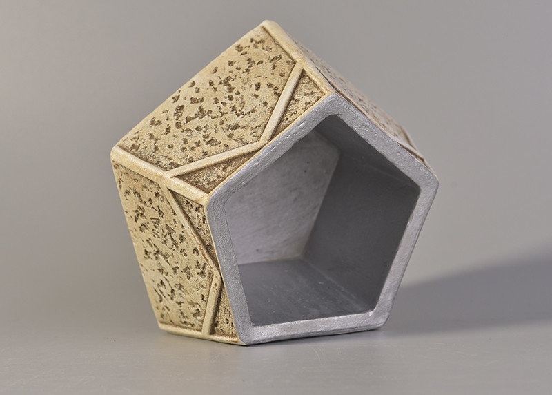 200Ml Fl 7oz Vintage Concrete / Cement / Ceramic Candle Holder Five Pointed Star Shaped