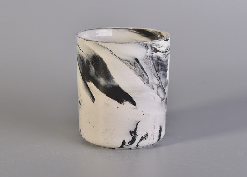 Popular Decorative Interior Ceramic Candle Holder Custom Color Marbling