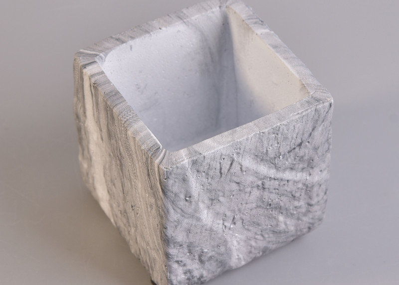 Pot Marble Effect Concrete Candle Jar , Modern Candle Holders Round Bottom