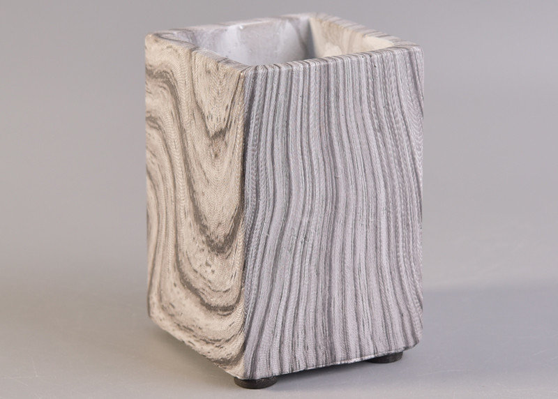 Square concrete bulk candle holders jars with bark pattern pictures