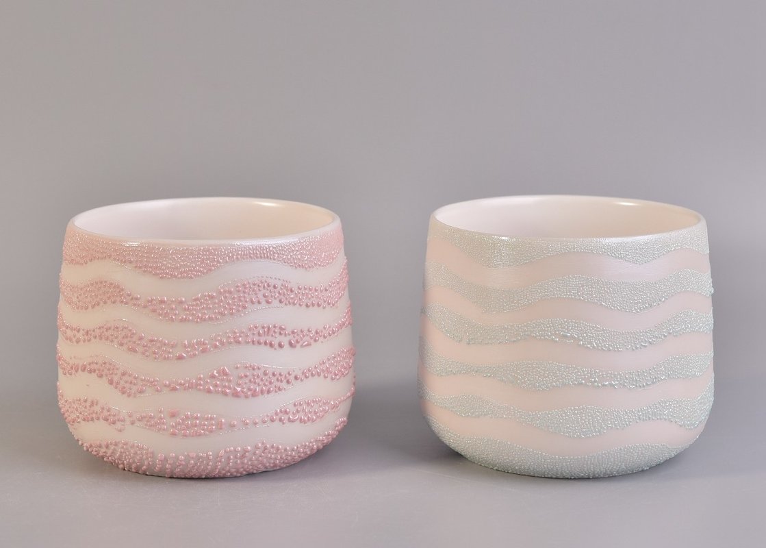 Home Decoration Scented White Ceramic Candle Holder Vessels For Gift