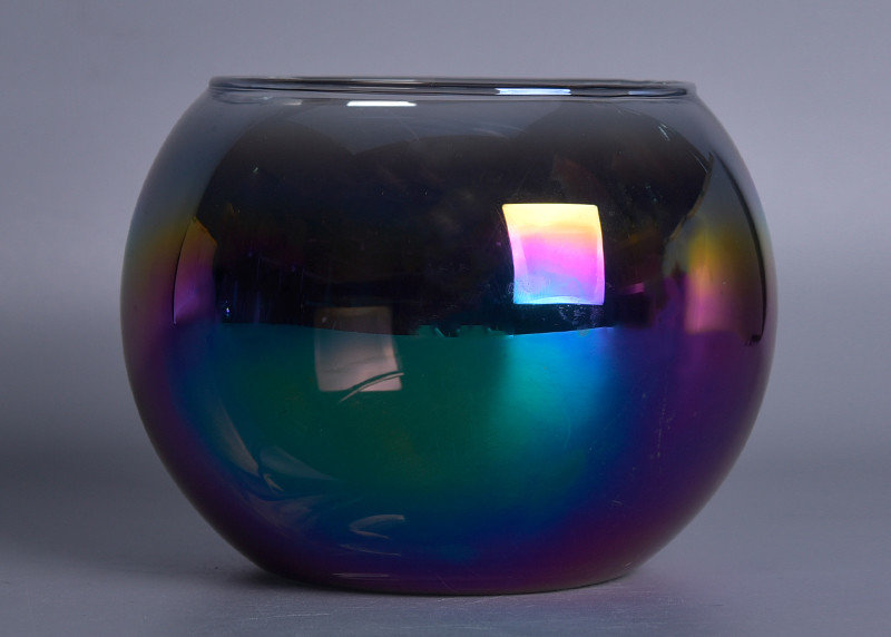 Big ball shape ombre iridescent decorative glass candle holders