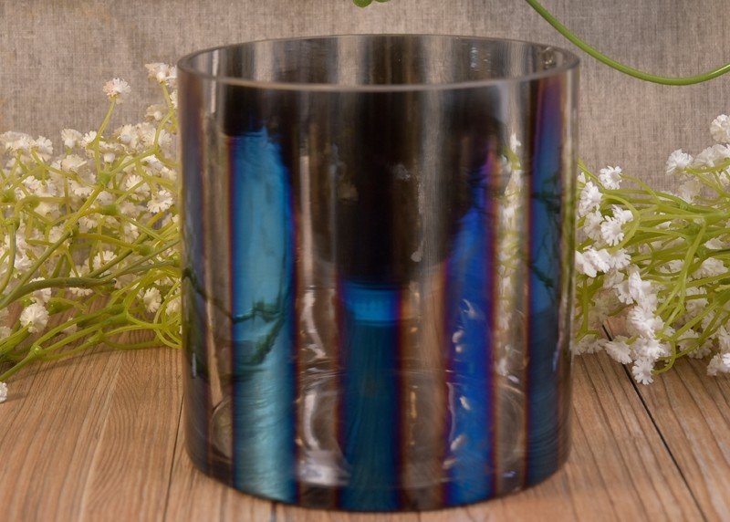 Iridescent Decorative Glass Cylinder Candle Holders Vertical Straight-Walled Ombre
