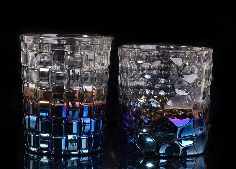 Dimpled Nail Embossed Glass Tea Candle Holders Glass Dome Candle Holder