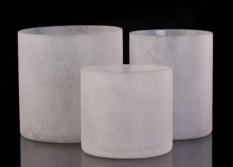 Popular Decorative Frosted Glass Candle Holder Three Different Size
