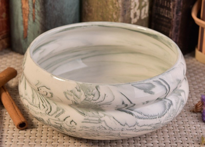 810Ml Marble Finish Ceramic Candle Vessel Home Decoration Calabash Design