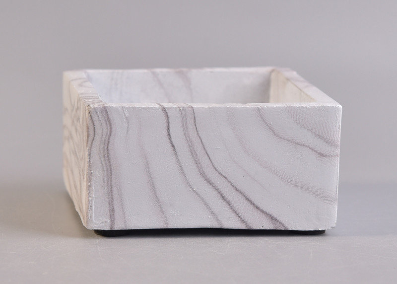 Short square shteight concrete scented soy candle containers grey marble effect