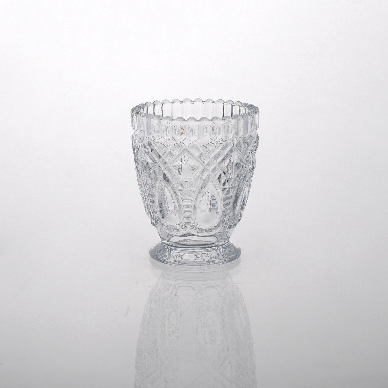 OEM Custom Embossed Patent Glass Candle Holders For Decoration