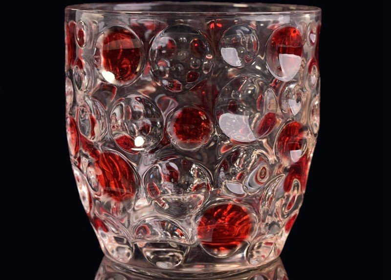 Home Decor Glass Candlestick Holders , Hobnail Dots Emboss Glass Candle Jar