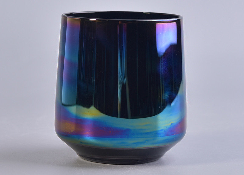 Machine Blown Decor Wedding Glass Candle Holder Beautiful Ion Plating