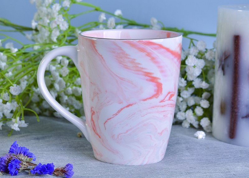 Marble patterned ceramic candle holders ceramic mug sets for coffee or tea drinking