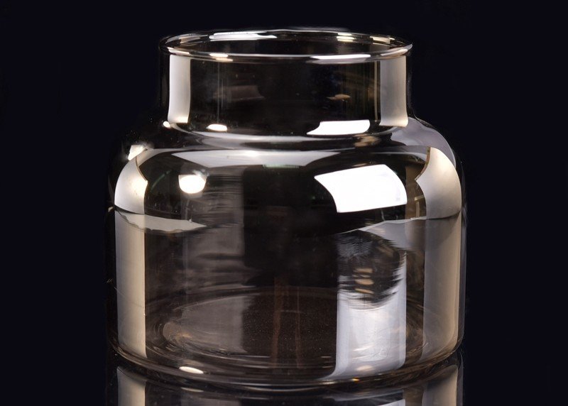 Machine Decorative Glass Candle Holder , Brown Smoking Grey Glass Candle Jars Container