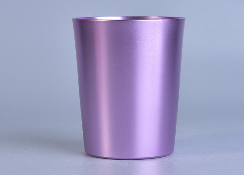 Home Decor Refilled Metal Tin Candle Box With Unique Violet Color Painted
