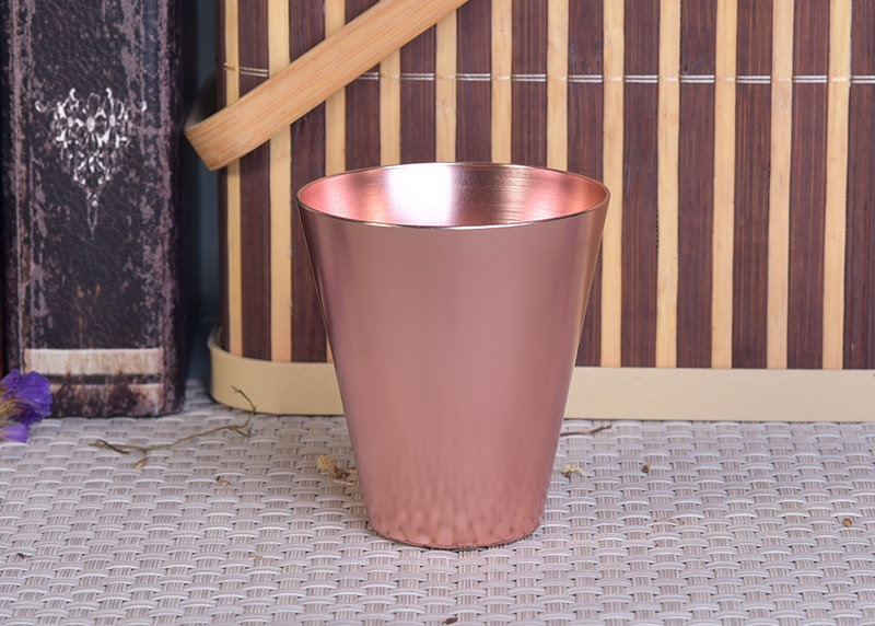 95ml Rose Gold Taper Cone Shaped Aluminium Candle Vessel Metal Jars For Candle Making