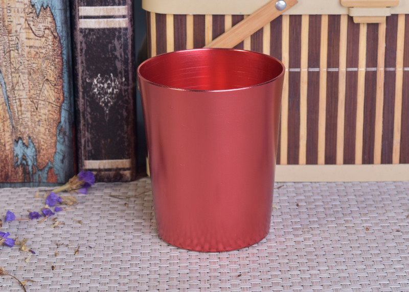Decoration Red Copper V Shaped Cup Metal Candle Jar Tin Candle Containers