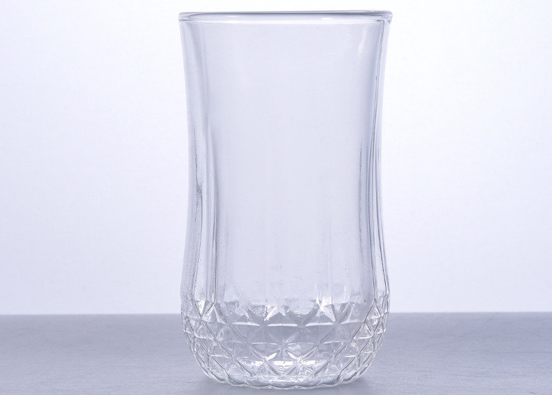 Embossed Pattern Glass Candle Holder Double Wall Eco Friendly For Coffee