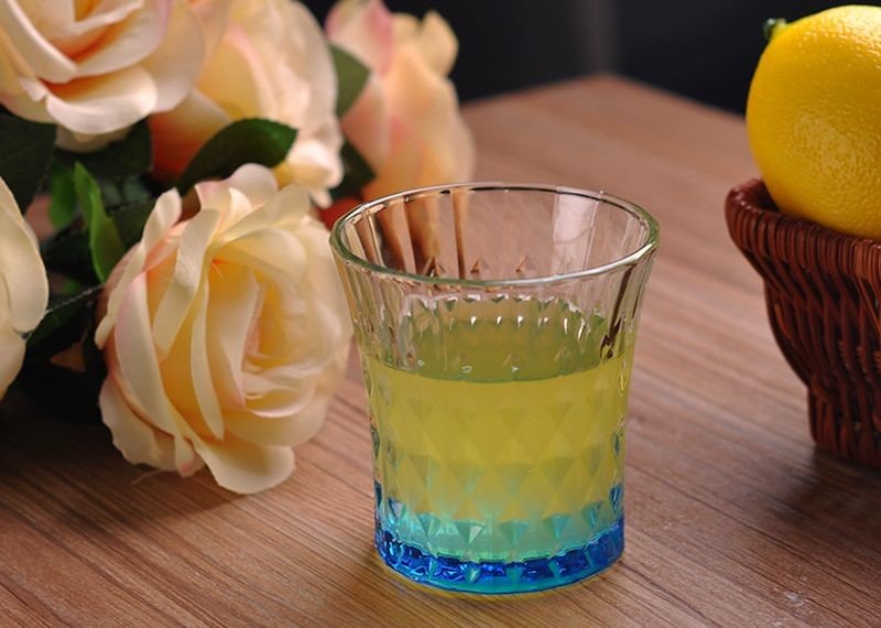Colored Embossed Whiskey Glass Cups , Recycled Glasses Tumblers for Water