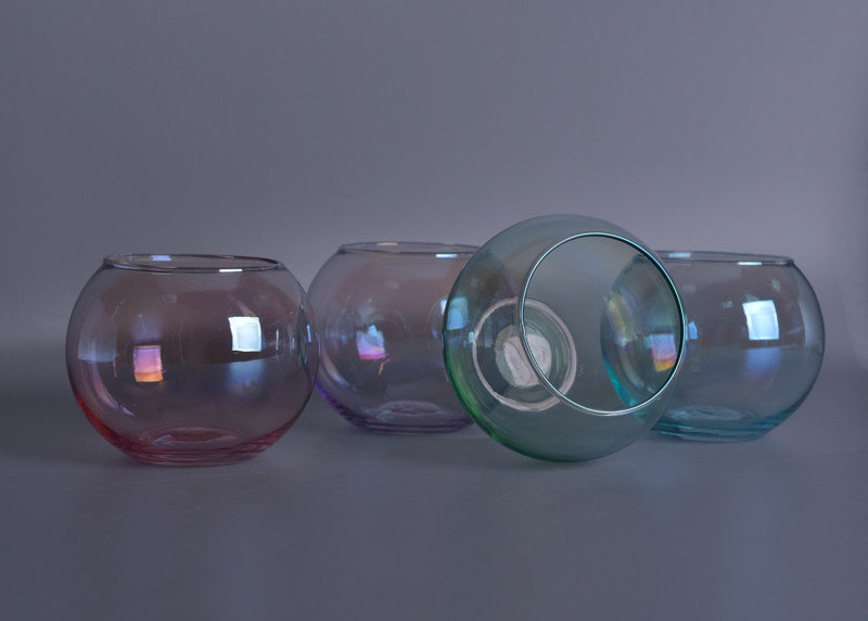 Mouth Blown Ball Liquid Luster Candlestick Holder Tea Light Holder OEM ODM