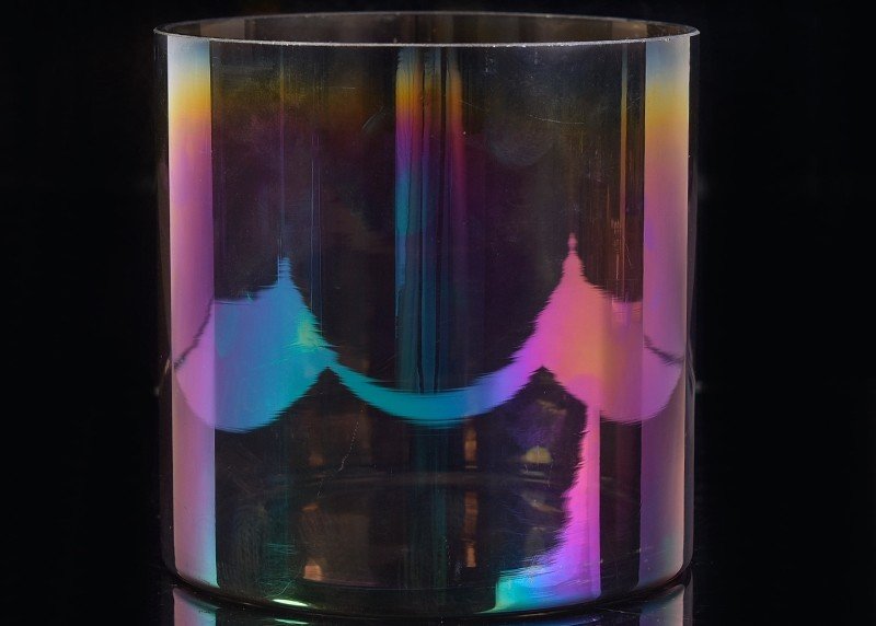 Glass Cylinder Candle Holders Wedding Decorative Rainbow Iridescent Glass Candle Jar