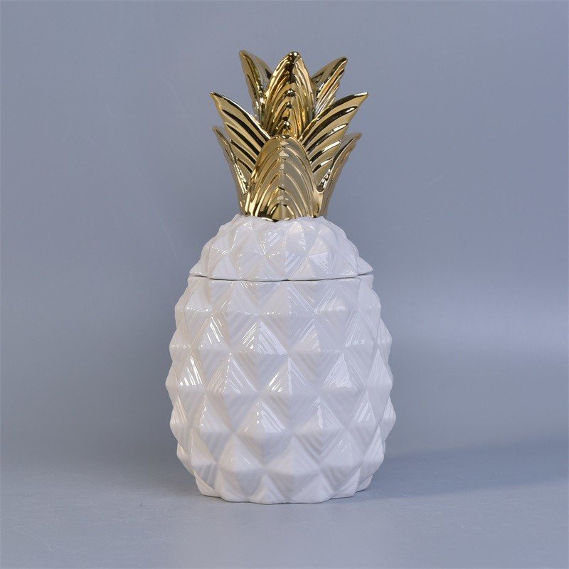 Pineapple Shaped white ceramic candle holder / Jars With Lids , Printing Logo
