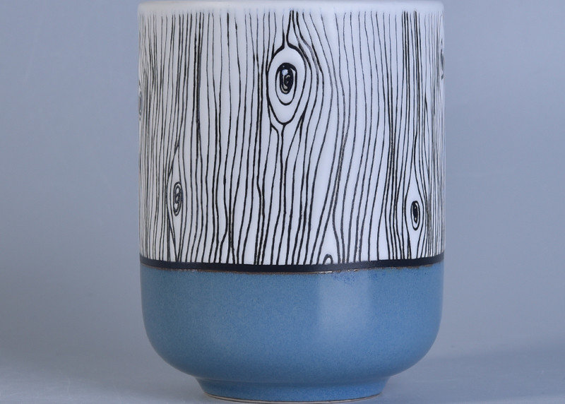 Home Decoration 9oz Ceramic Candle Jar / Cylinder Porcelain Candle Holder