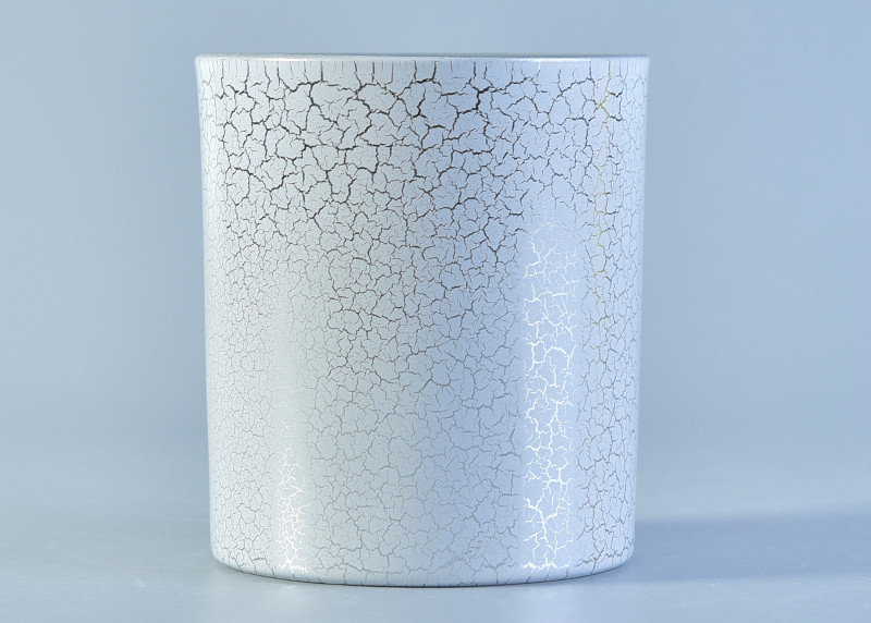 Bulk Glass Cylinder Candle Holder With White Crackle Finish For Home Decoration